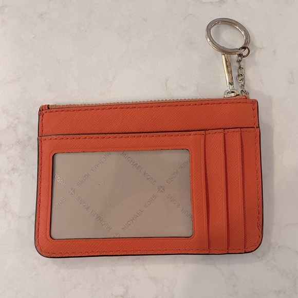 Michael Kors | Accessories | Michael Kors Orange Card Case Key Chain Id ...